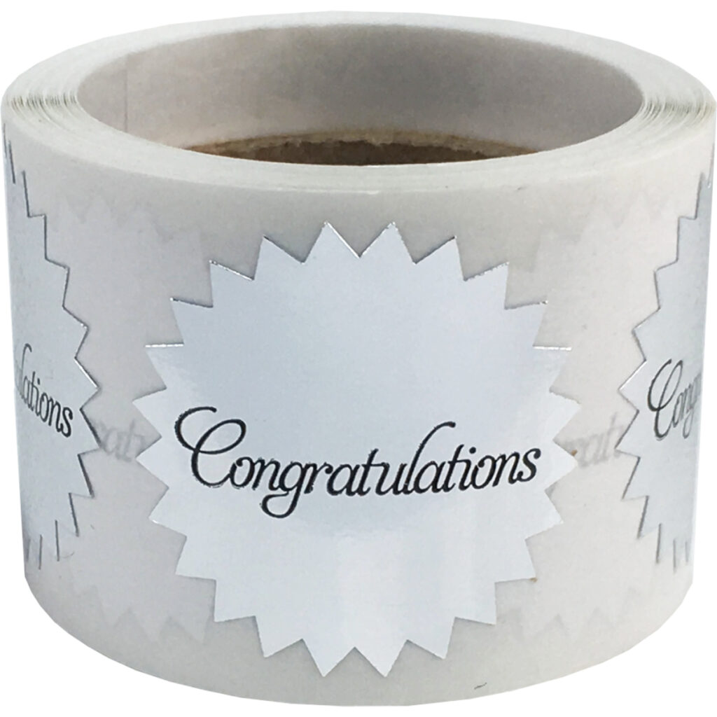 Gold Congratulations Stickers/Seals 1" | InStockLabels.com