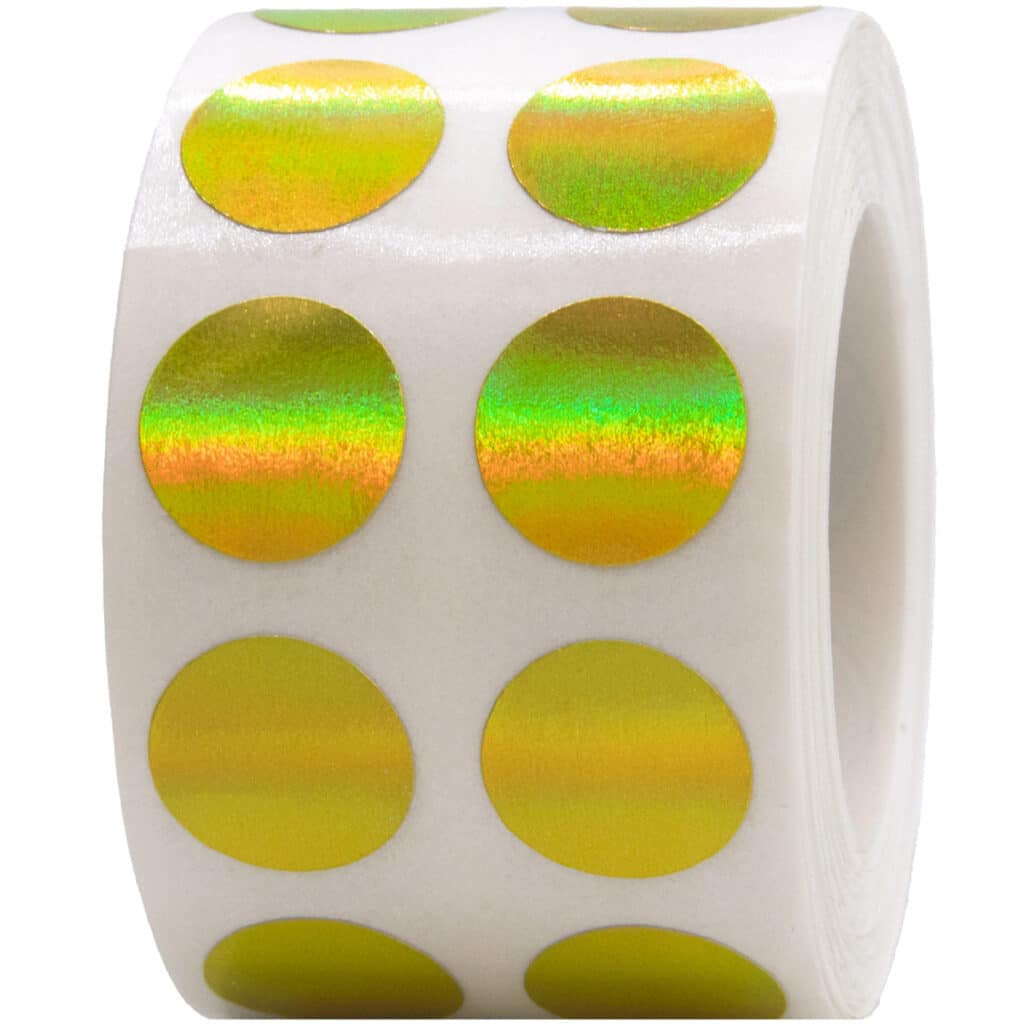 Small Metalized Yellow Dot Stickers 1/2" Round | InStockLabels.com