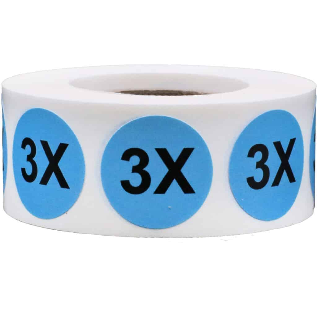 Blue Round Size Stickers for Shirts - InStockLabels.com