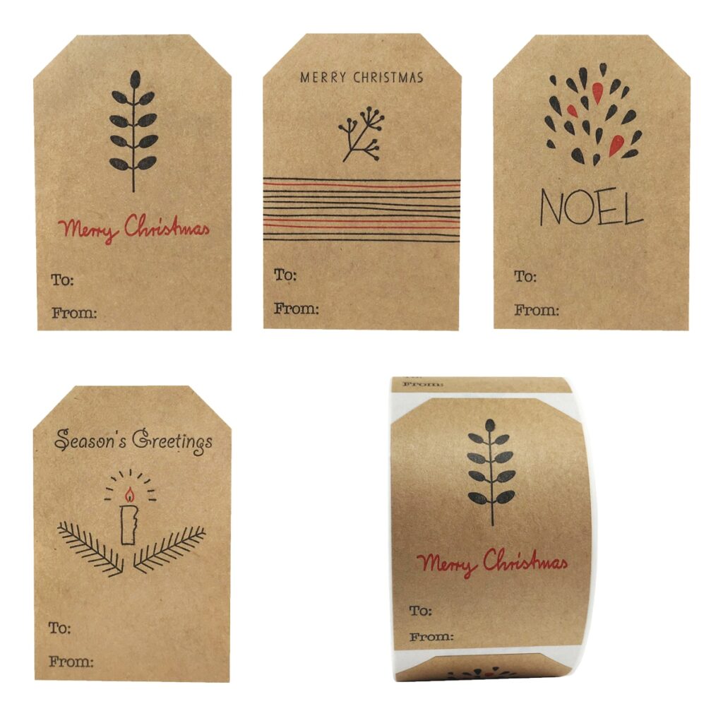 Natural Kraft Boho Style Christmas Gift Tags | InStockLabels.com