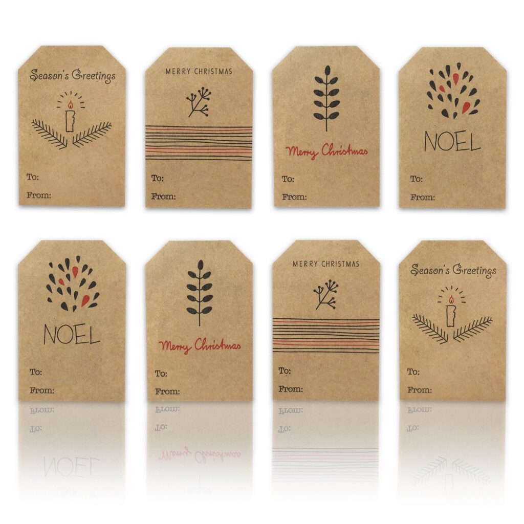 Natural Kraft Boho Style Christmas Gift Tags | InStockLabels.com