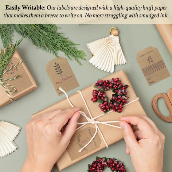 Natural Kraft Boho Style Christmas Gift Tags | InStockLabels.com