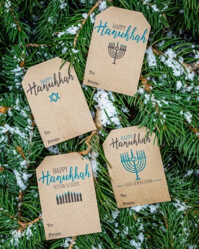 Happy Hanukkah Kraft Gift Tags | InStockLabels.com