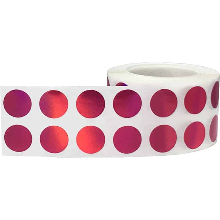 Small Metalized Rubine Red Dot Stickers 1/2" Round | InStockLabels.com