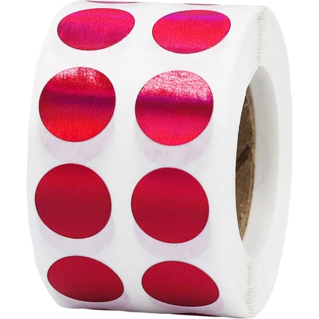 Small Metalized Rubine Red Dot Stickers 1/2" Round | InStockLabels.com